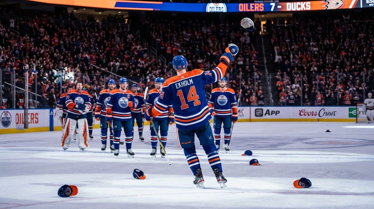 Ekholm Hat Trick Leads Oilers to 7-4 Win Over Ducks